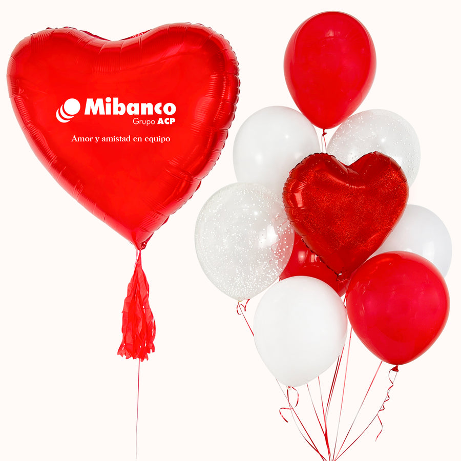 Bouquet de Globos Corazón San Valentín - Corporativo – Globilandia Perú